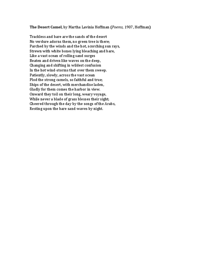 The Desert Camel, by Martha Lavinia Hoffman (Poems, 1907, Hoffman) | PDF