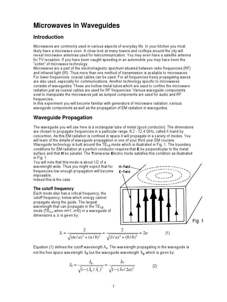 Microwaves in Waveguides: The Cutoff Frequency | PDF