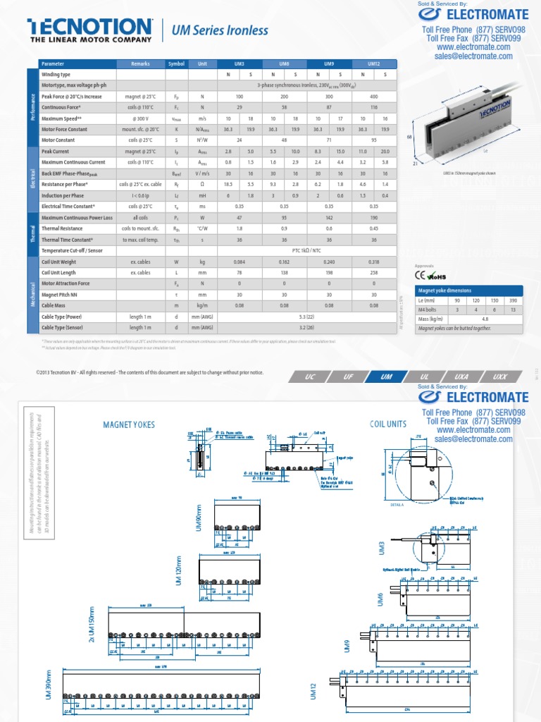 Tecnotion UM Series Specsheet | PDF | Inductor | Physical Quantities