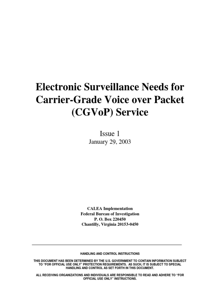 Electronic Surveillance Needs For Carrier-Grade Voice Over Packet ...