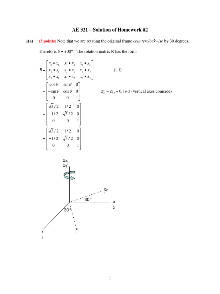 AE 321 - Solution of Homework #2 | PDF | Euclidean Vector | Matrix (Mathematics)