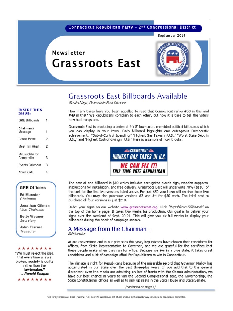 Grassroots East Billboards Available | PDF | Republican Party (United ...