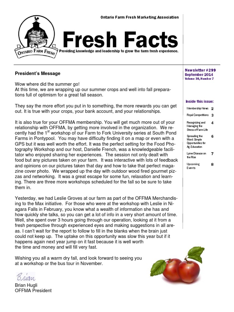 Ontario Farm Fresh Newsletter September 2014 | PDF | Stress (Biology ...