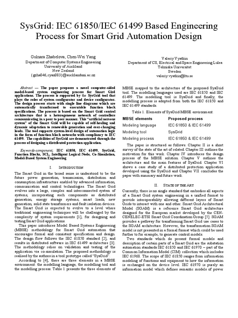 Sysgrid: Iec 61850/iec 61499 Based Engineering Process For Smart Grid Automation Design | PDF ...