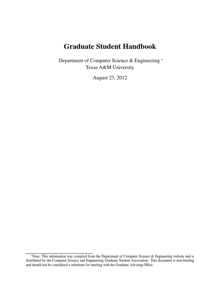 Grad Student Handbook | PDF | Thesis | Postgraduate Education