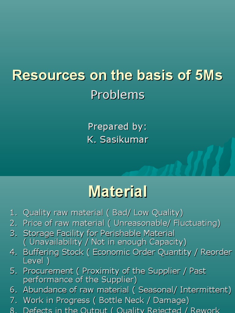 Resources On The Basis of 5Ms | PDF | Business | Economies