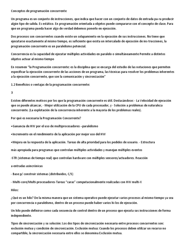 Conceptos de Programación Concurrente | PDF | Hilo (Computación) | Proceso (Computación)