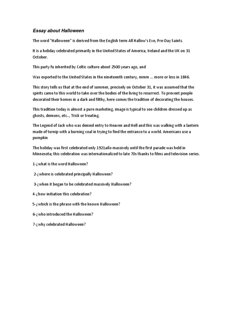 Essay About Halloween | PDF | Halloween | Cultural Anthropology
