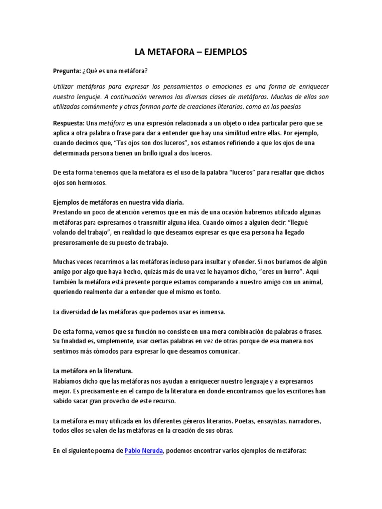 Ejemplos de Metáforas en Literatura | PDF | Metáfora