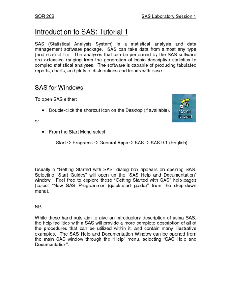 Sas Lab Session 1 | PDF | Sas (Software) | Microsoft Excel