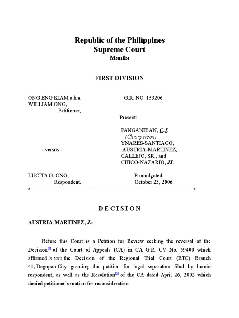 Republic of The Philippines Supreme Court: Manila First Division | PDF ...