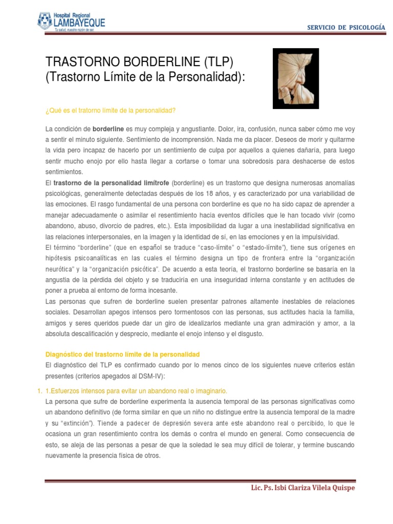 Trastorno Borderline | PDF | Trastorno límite de la personalidad ...