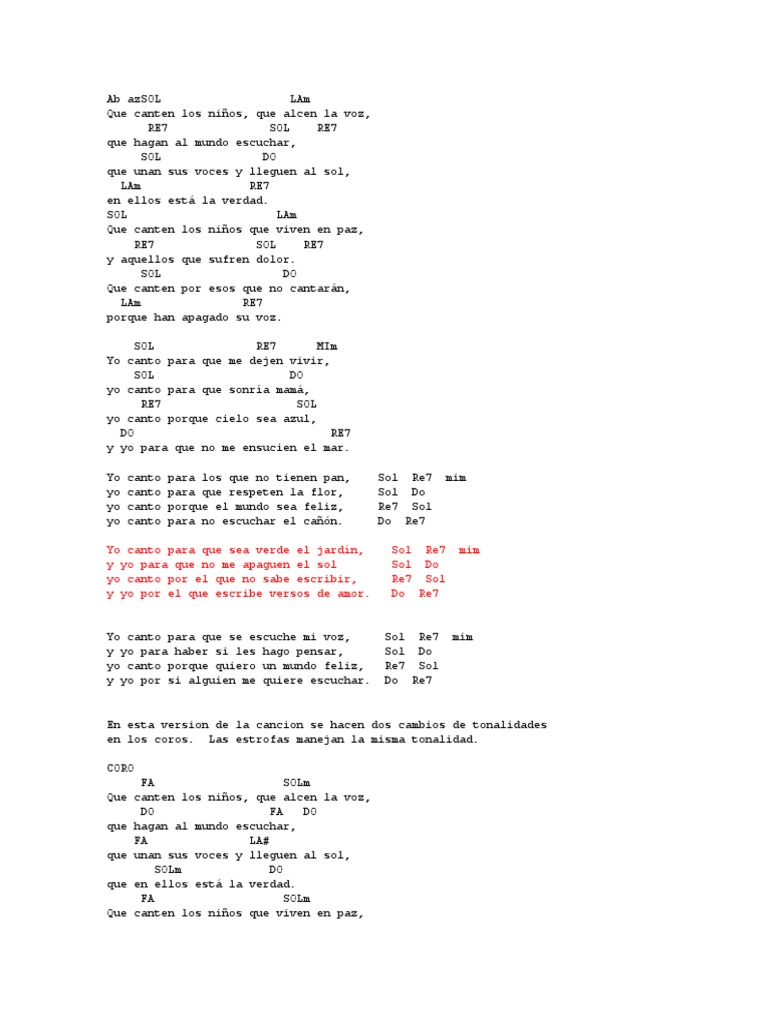 Que Canten Los Niño | PDF | Música vocal | Composiciones Musicales