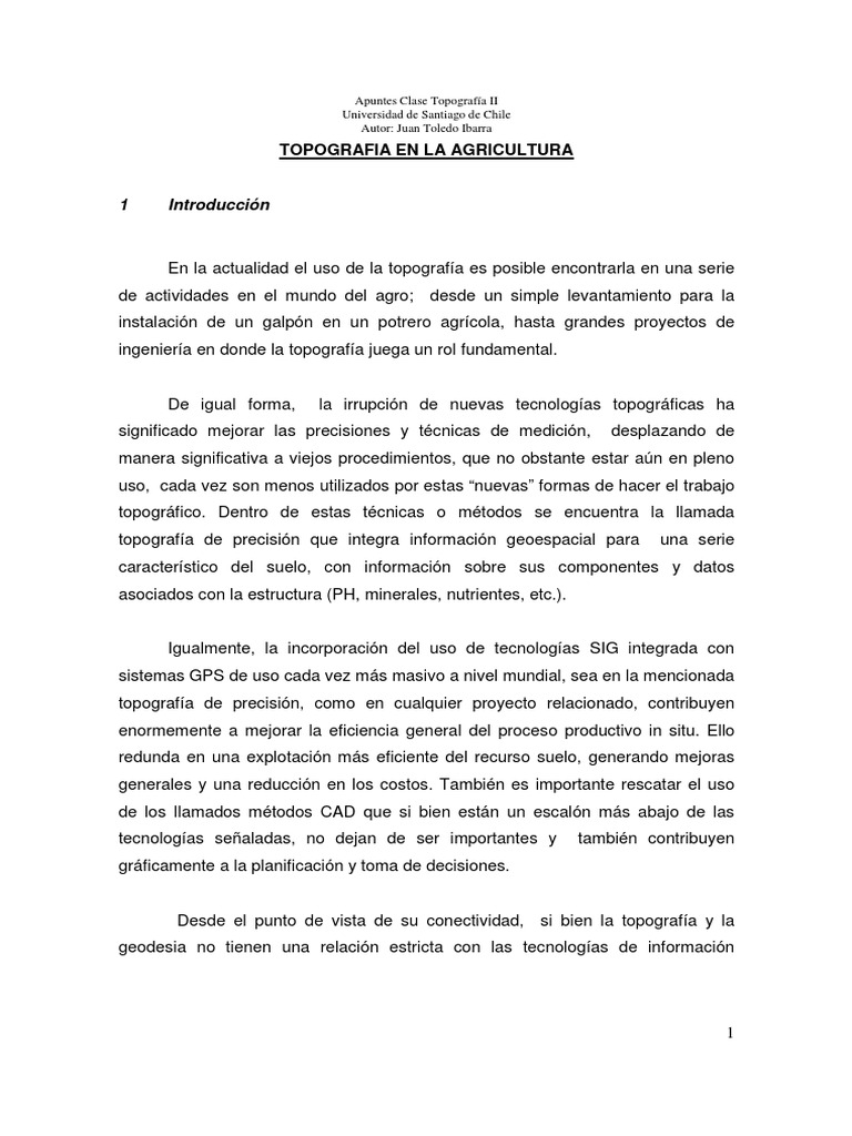 Topograf en La Agricultura Topo II Usach | PDF | Topografía | Riego