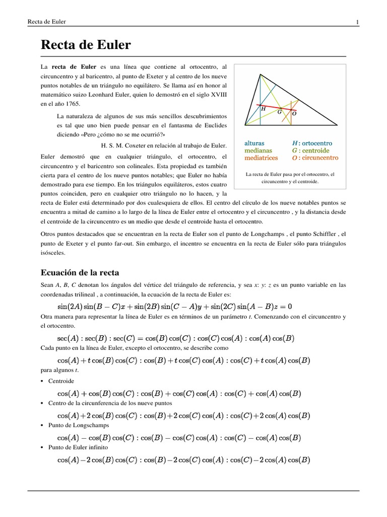 Recta de Euler | PDF | Matemática Elemental | Geometria clasica