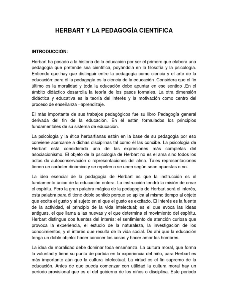 Herbart y La Pedagogía Científica Listo para La Impresión | PDF ... Herbart y La Pedagogía Científica Listo para La Impresión | PDF ...