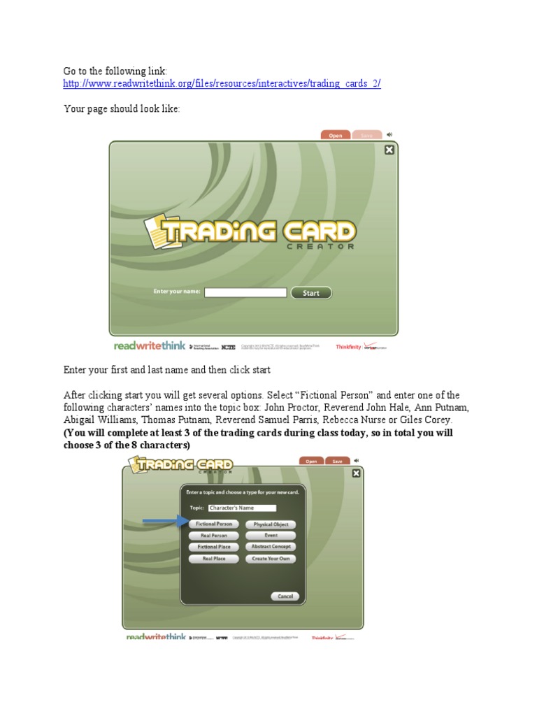 Create Character Trading Cards Online | PDF