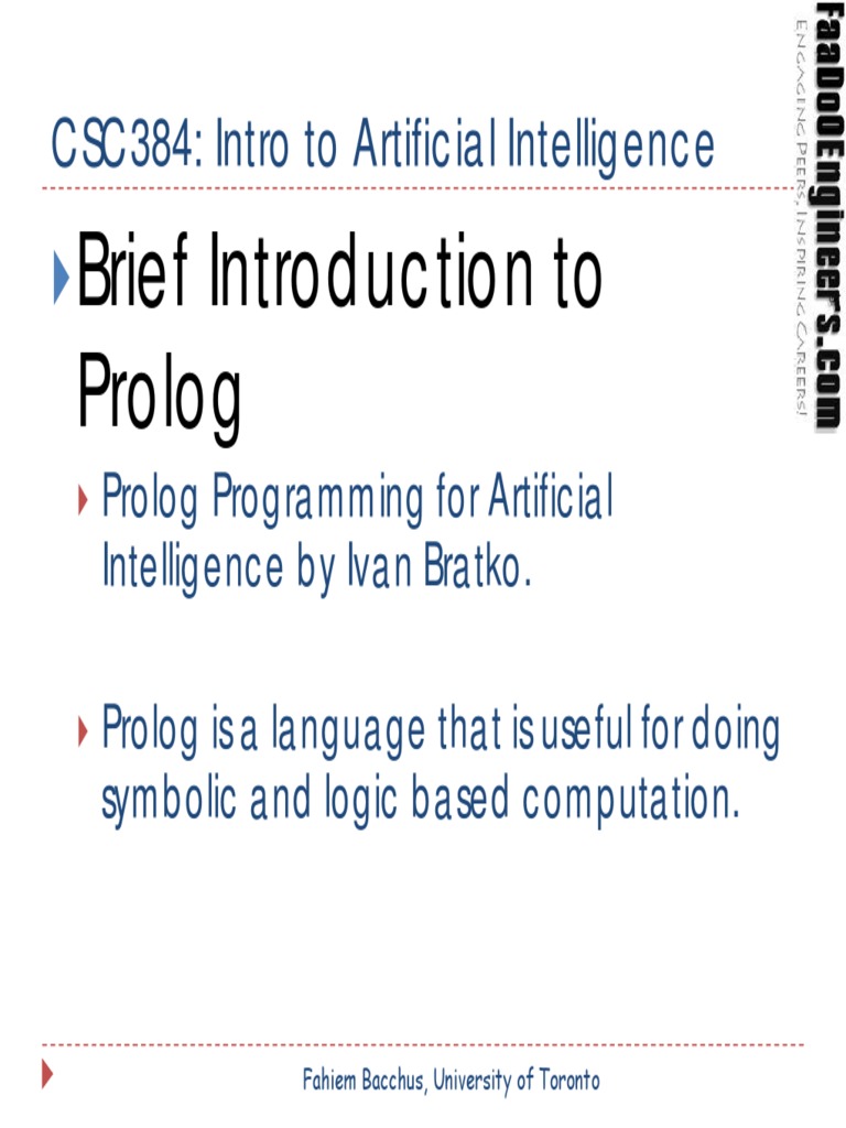 Brief Introduction To Prolog Csc384 Intro To Artificial Intelligence Pdf Variable 4914