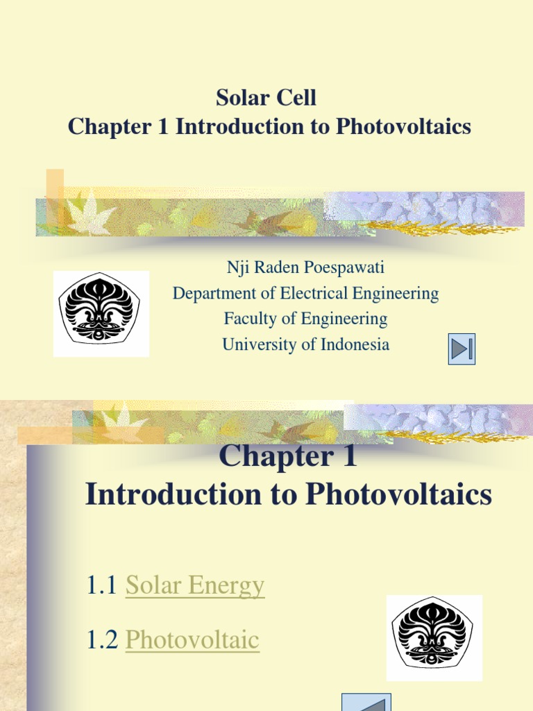 Solar Cell Chapter 1 Introduction To Photovoltaics | PDF ...