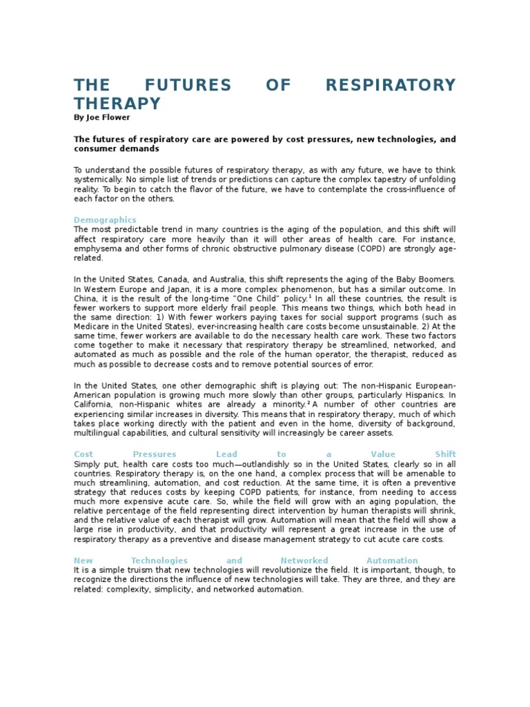 The Futures of Respiratory Therapy | PDF | Asthma | Health Care