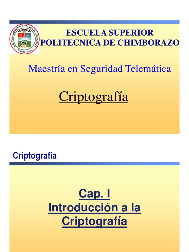 Cap I - Introduccion A La Criptografia | PDF | Criptografía | Criptoanálisis