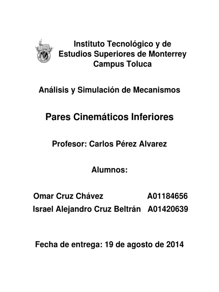 Pares Cinemáticos | PDF | Rotación | Movimiento (física)