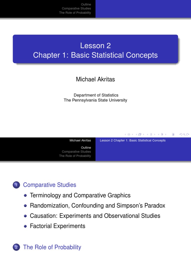 Lesson2 - Chapter 1 Basic Statistical Concepts | PDF | Confounding | Experiment