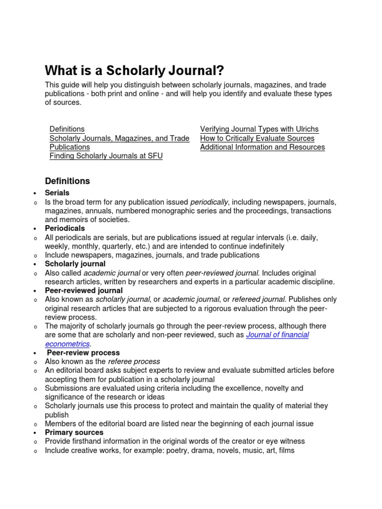 What Is A Scholarly Journal | PDF | Academic Journal | Academic Publishing