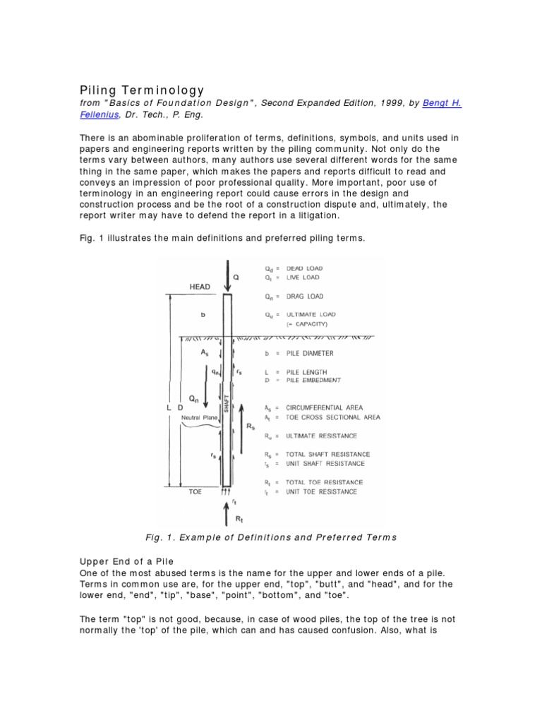 Piling Terminology From Basics Of Foundation Design Second Expanded