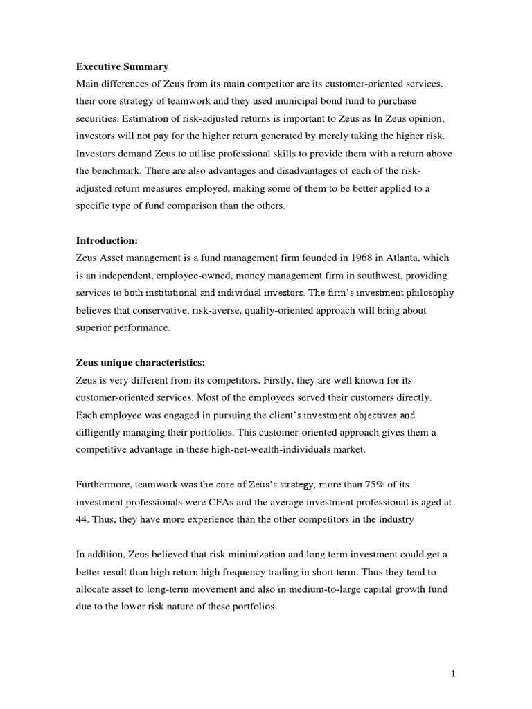 Zeus Asset Management Case Week 5 | PDF | Investment Management ...
