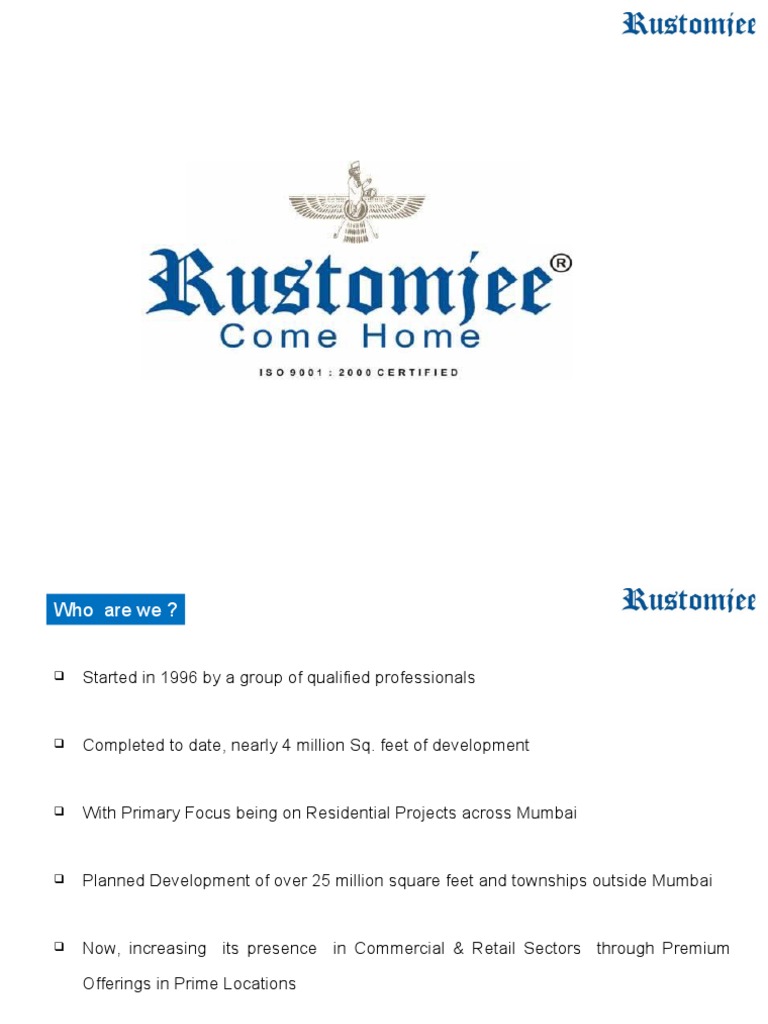 Rustomjee: Leading Mumbai Real Estate Developer | PDF | Mumbai | Economies