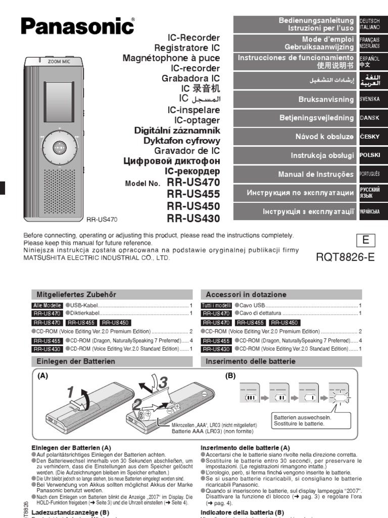 PANASONIC RR-US450 User Guide PDF | PDF