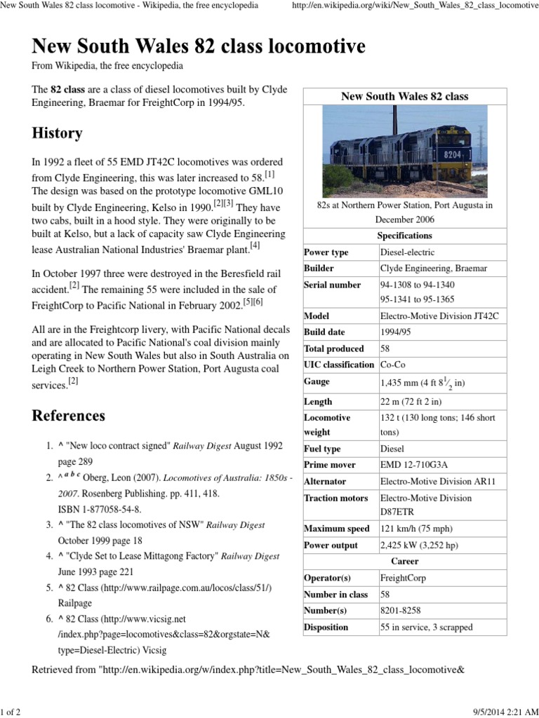 New South Wales 82 Class Locomotive - Wikipedia, The Free Encyclopedia ...