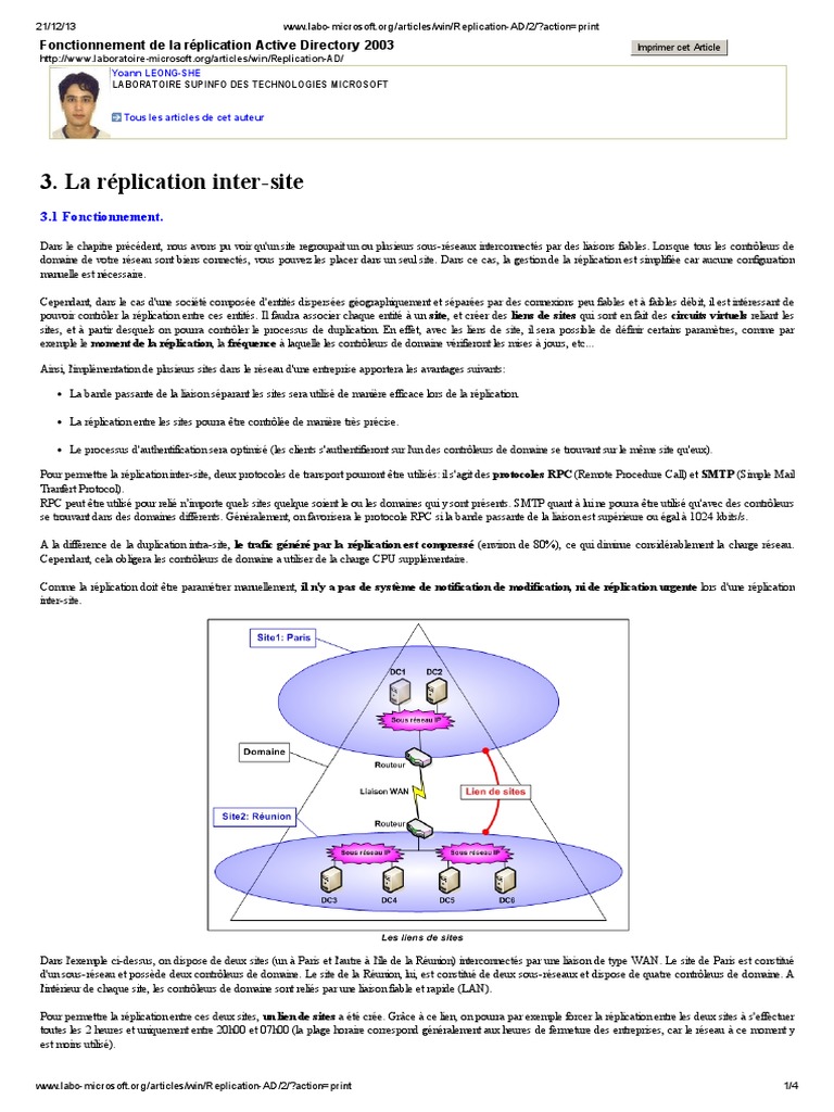 Réplication Active Directory Inter-Site | PDF | Active Directory ...