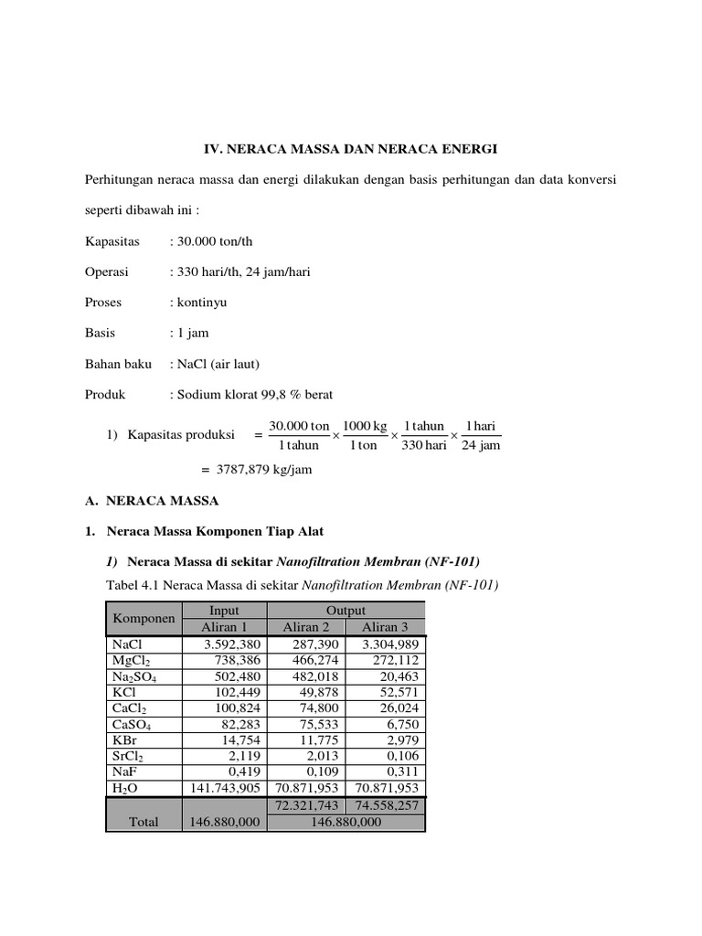 BAB IV. Neraca Massa Dan Neraca Energi31-39 | PDF