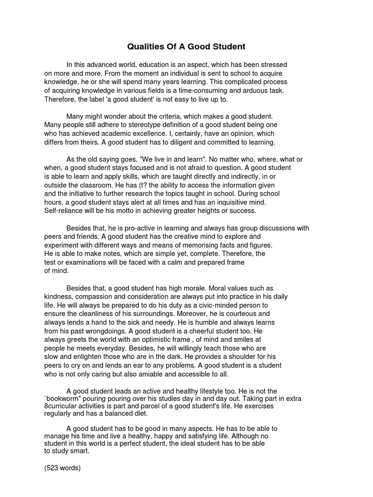 Qualities of a Good Student Explained | PDF | Test (Assessment) | Learning