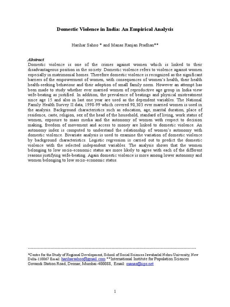 Voilance in India | PDF | Violence | Domestic Violence