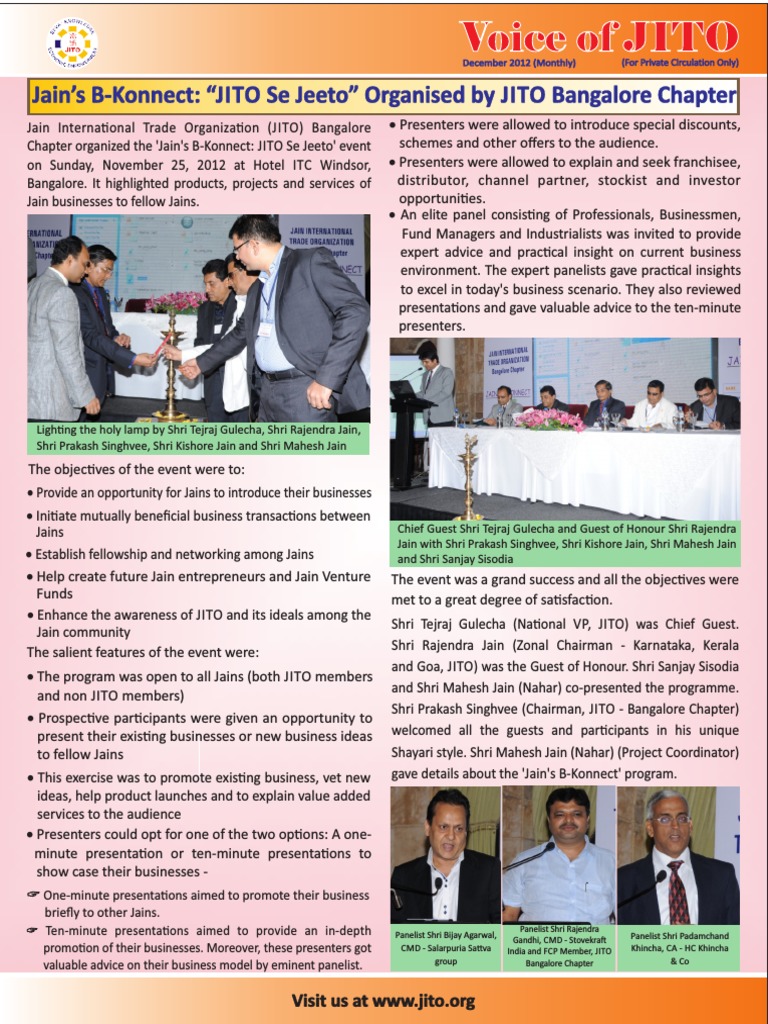 Voice of JITO - Eng - December 2012 | PDF | Business | Religion And Belief