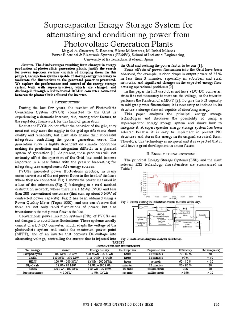 Supercapacitor Energy Storage System For Attenuating and Conditioning ...
