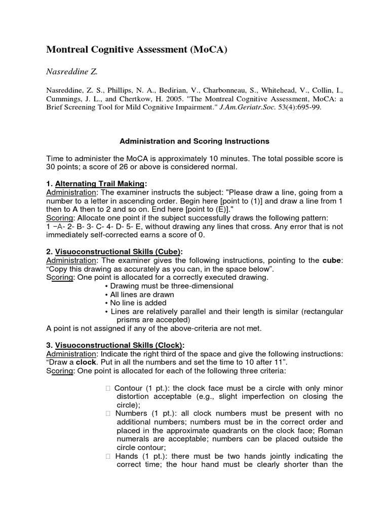 Assessing Cognitive Function: An Overview and Instructions for ...