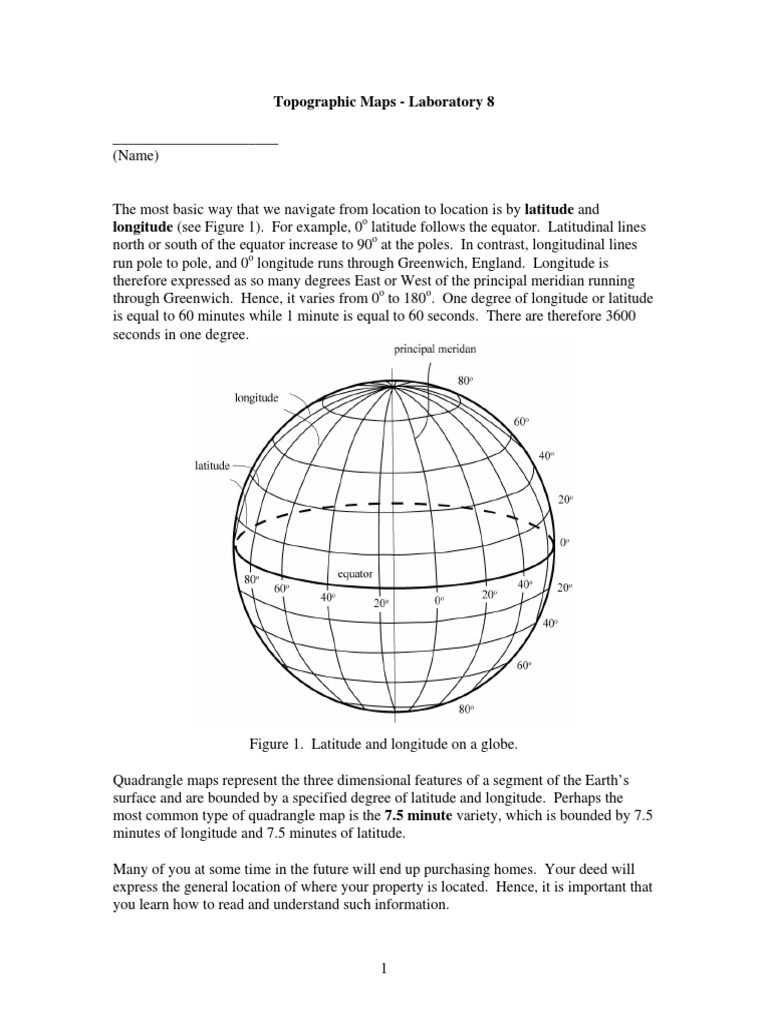 Topographic Maps - Laboratory 8 | PDF | Longitude | Latitude