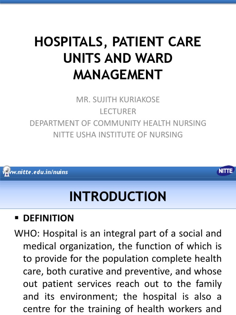 Hospitals Patient Care Units and Ward Management | Download Free PDF ...