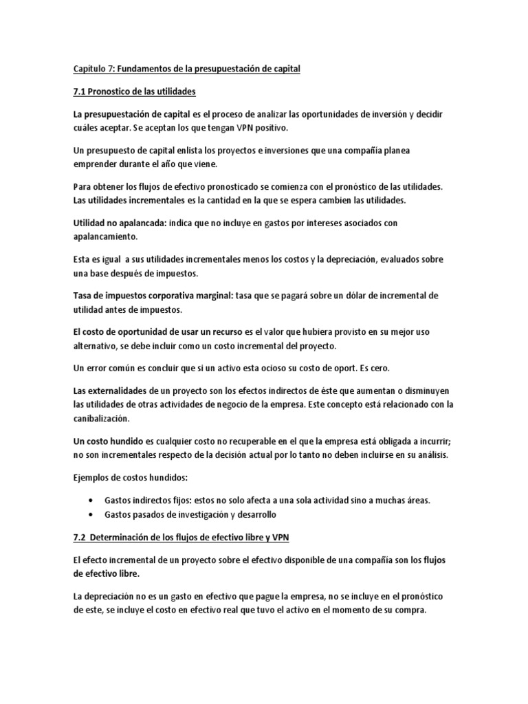 Capítulo 7. Fundamentos de La Presupuestación de Capital | PDF | Depreciación | Ciencias económicas