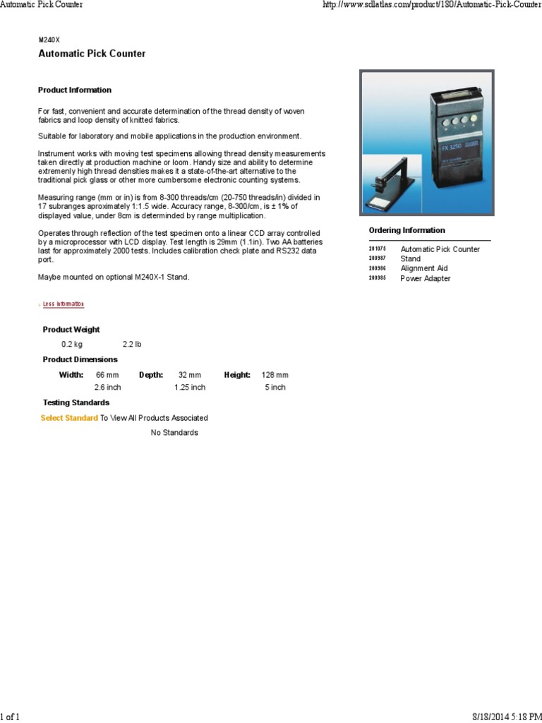 Automatic Pick Counter for Fabric Density | PDF | Science & Mathematics ...