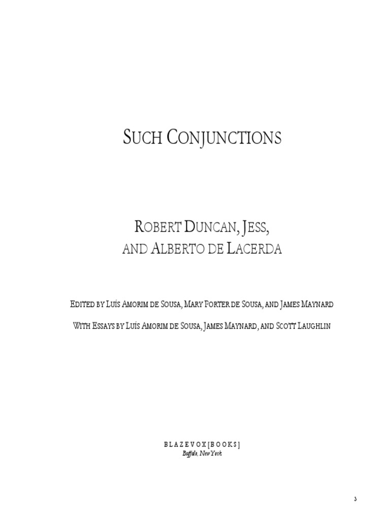Such Conjunctions - Robert Duncan, Jess, and Alberto de Lacerda Book Preview | PDF | Poetry