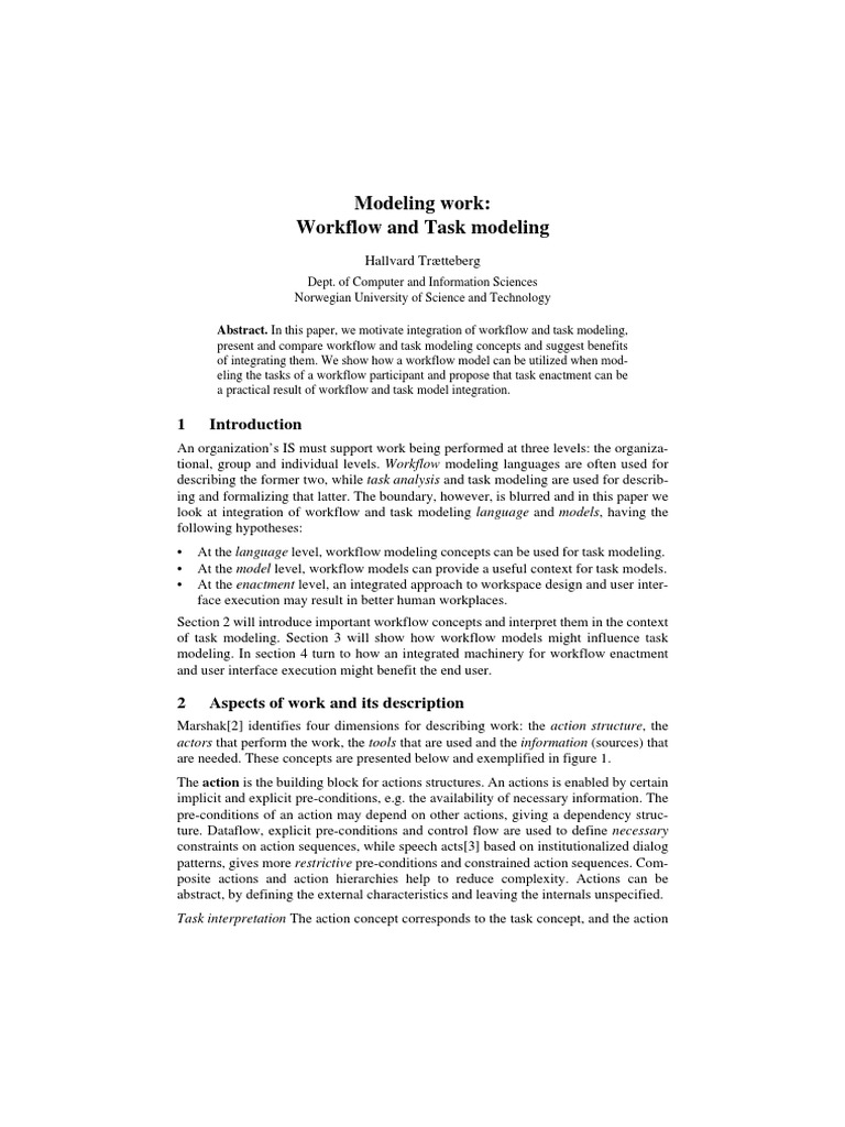 Modeling Work: Workflow and Task Modeling | Download Free PDF | Object (Computer Science ...