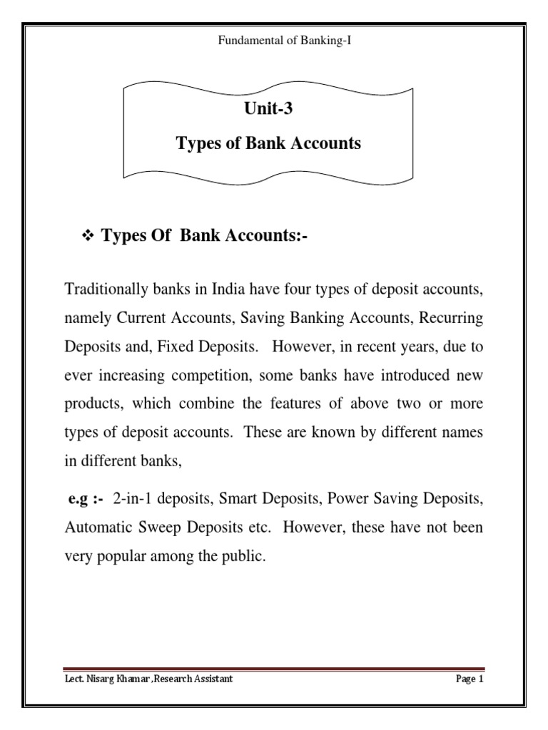 Types of Bank Accounts | PDF | Transaction Account | Cheque