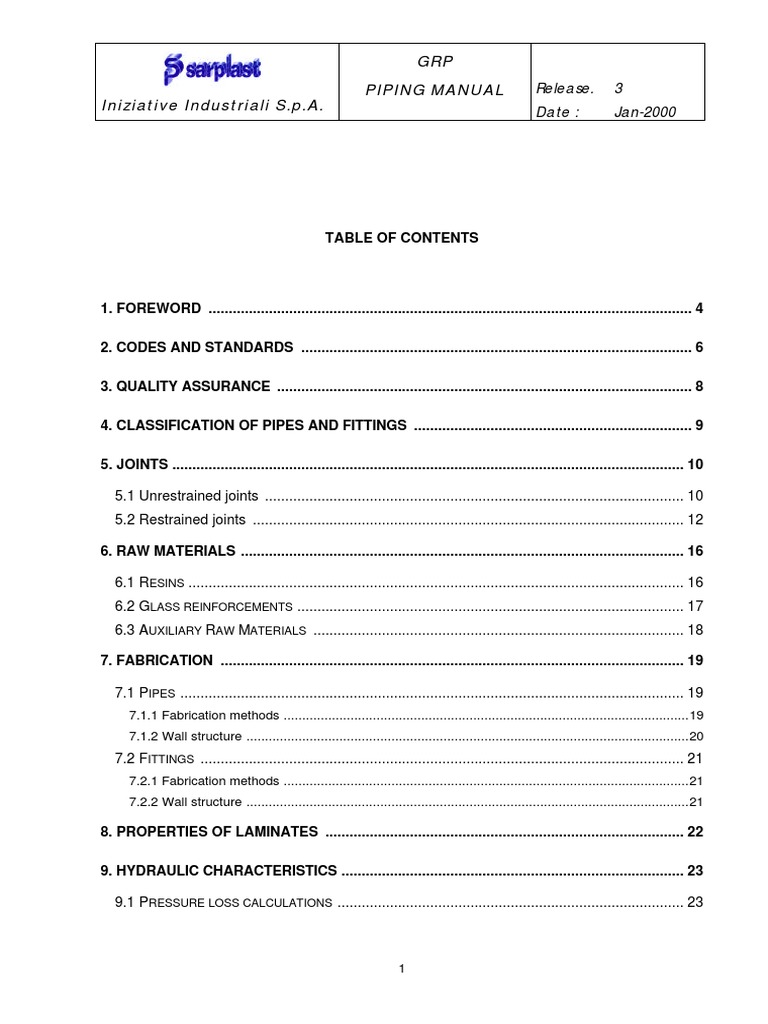 GRP Piping Manual | PDF | Fiberglass | Pipe (Fluid Conveyance)