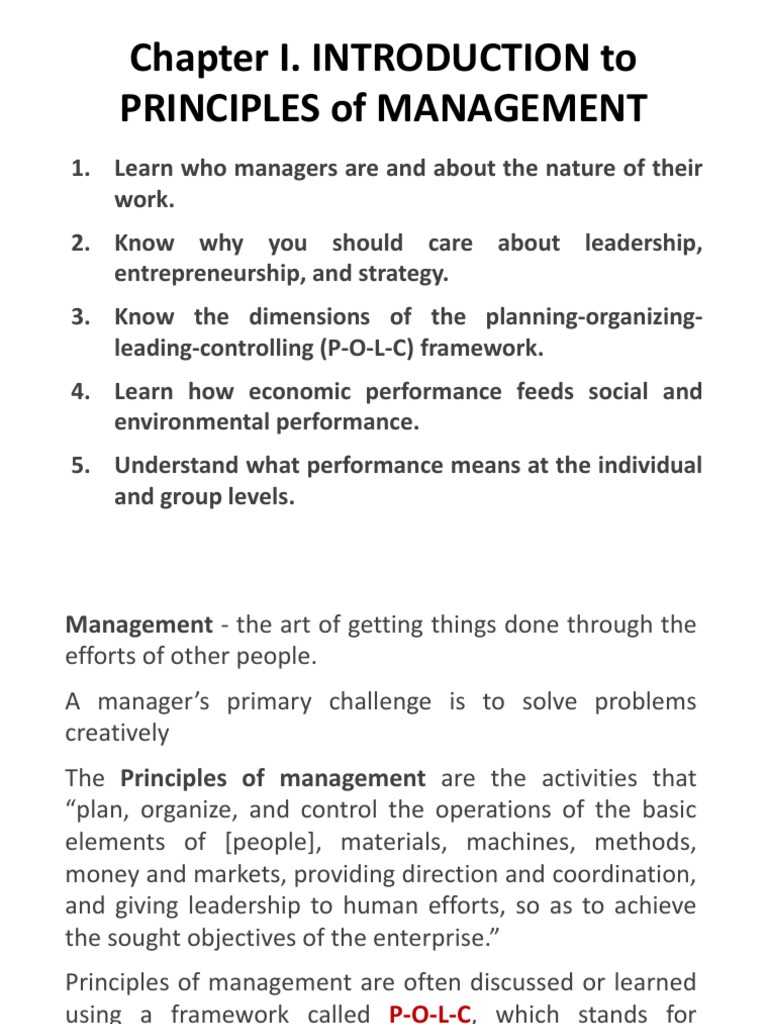 Chapter 1 - Principles of Management | PDF | Corporate Social ...