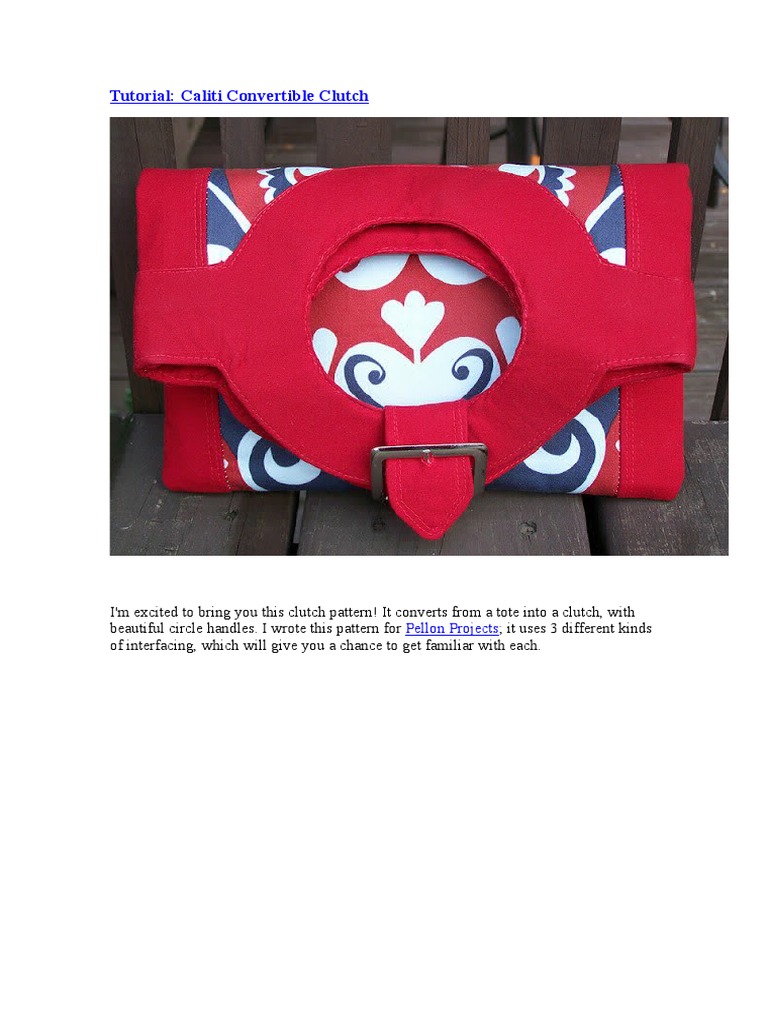 Tutorial: Caliti Convertible Clutch: Pellon Projects | PDF | Seam ...